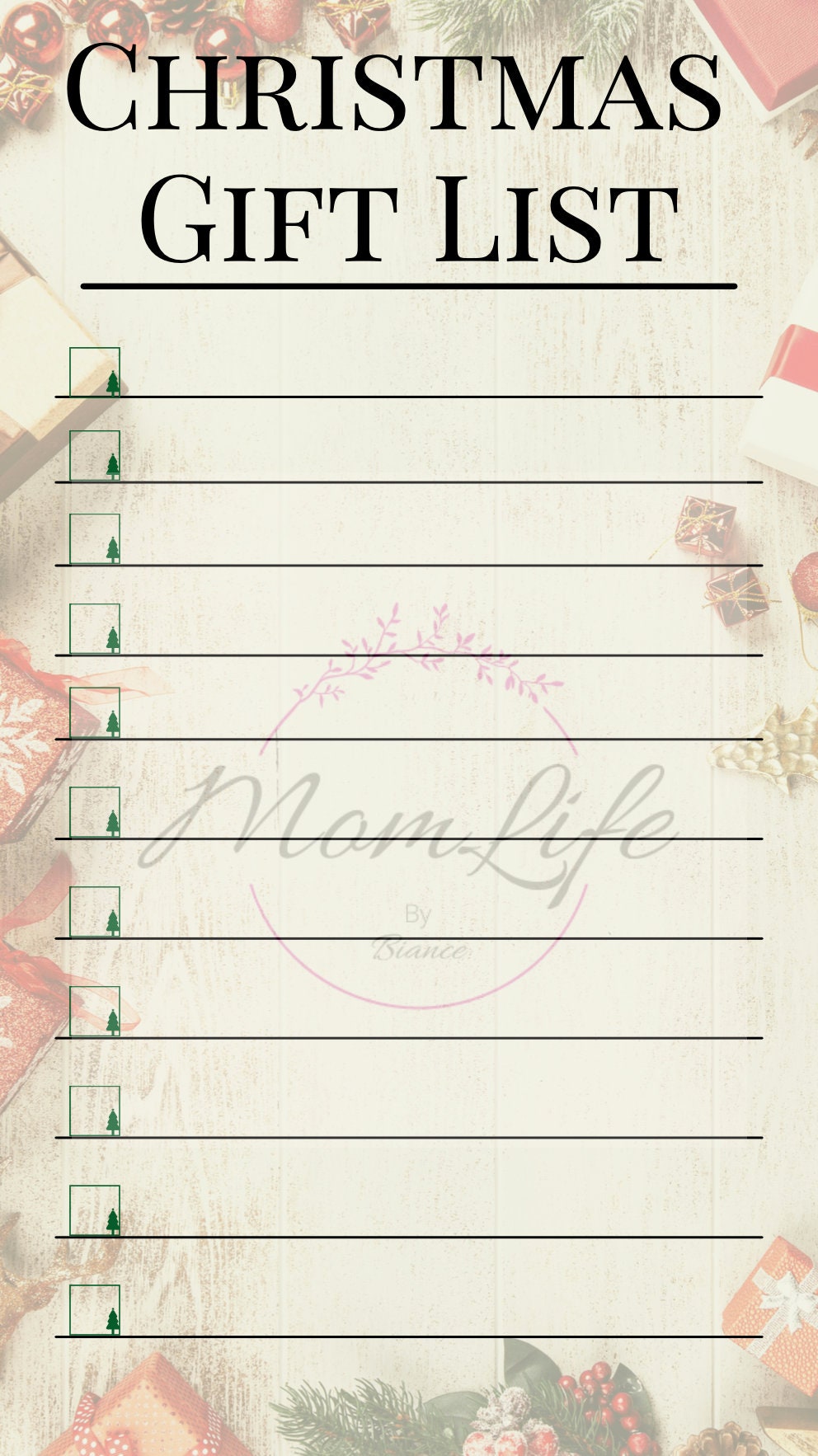 Christmas Gift List digital Download - Etsy