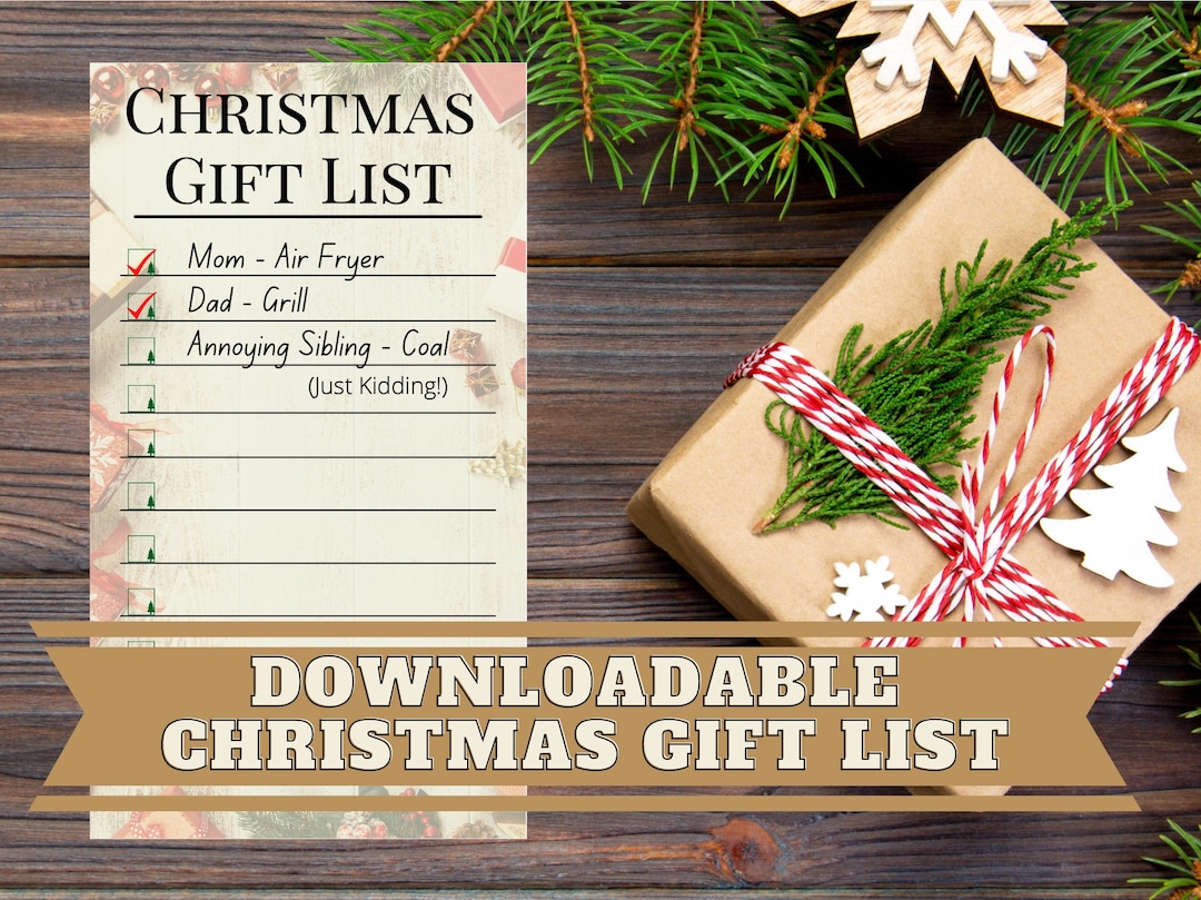 Christmas Gift List digital Download - Etsy