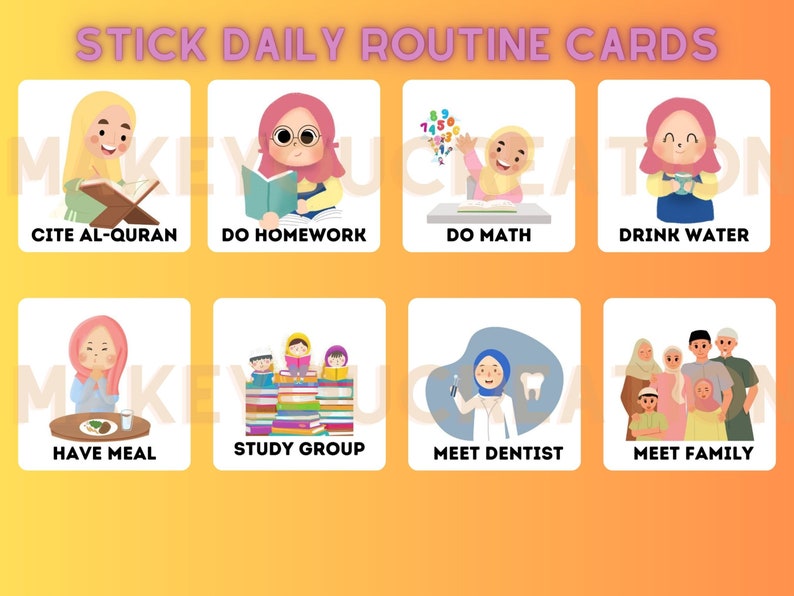 Printable Daily Muslim Girl Routine Cards Toddler Daily - Etsy