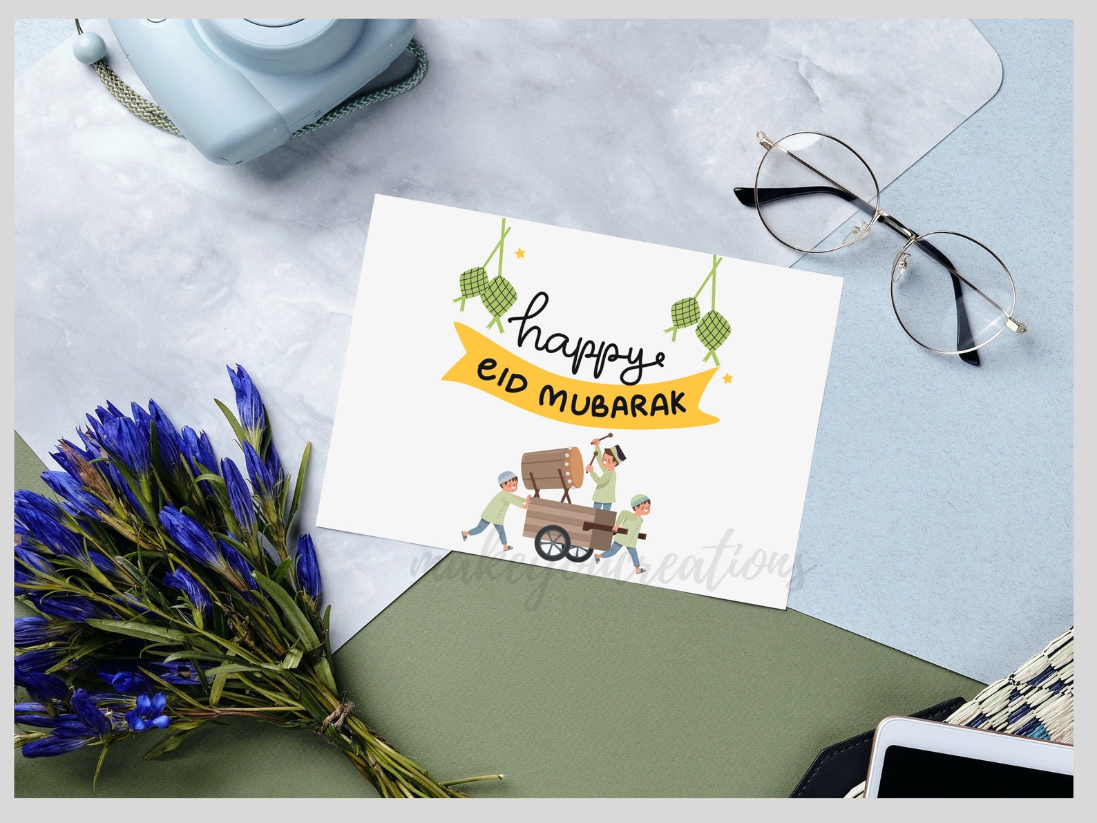 Eid Card Kids Printable Eid Mubarak Card Kids Minimalist Eid - Etsy UK