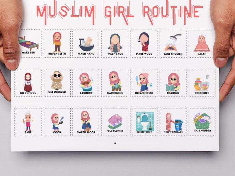 Printable Daily Muslim Girl Routine Cards Toddler Daily - Etsy Printable Daily Muslim Girl Routine Cards Toddler Daily - Etsy