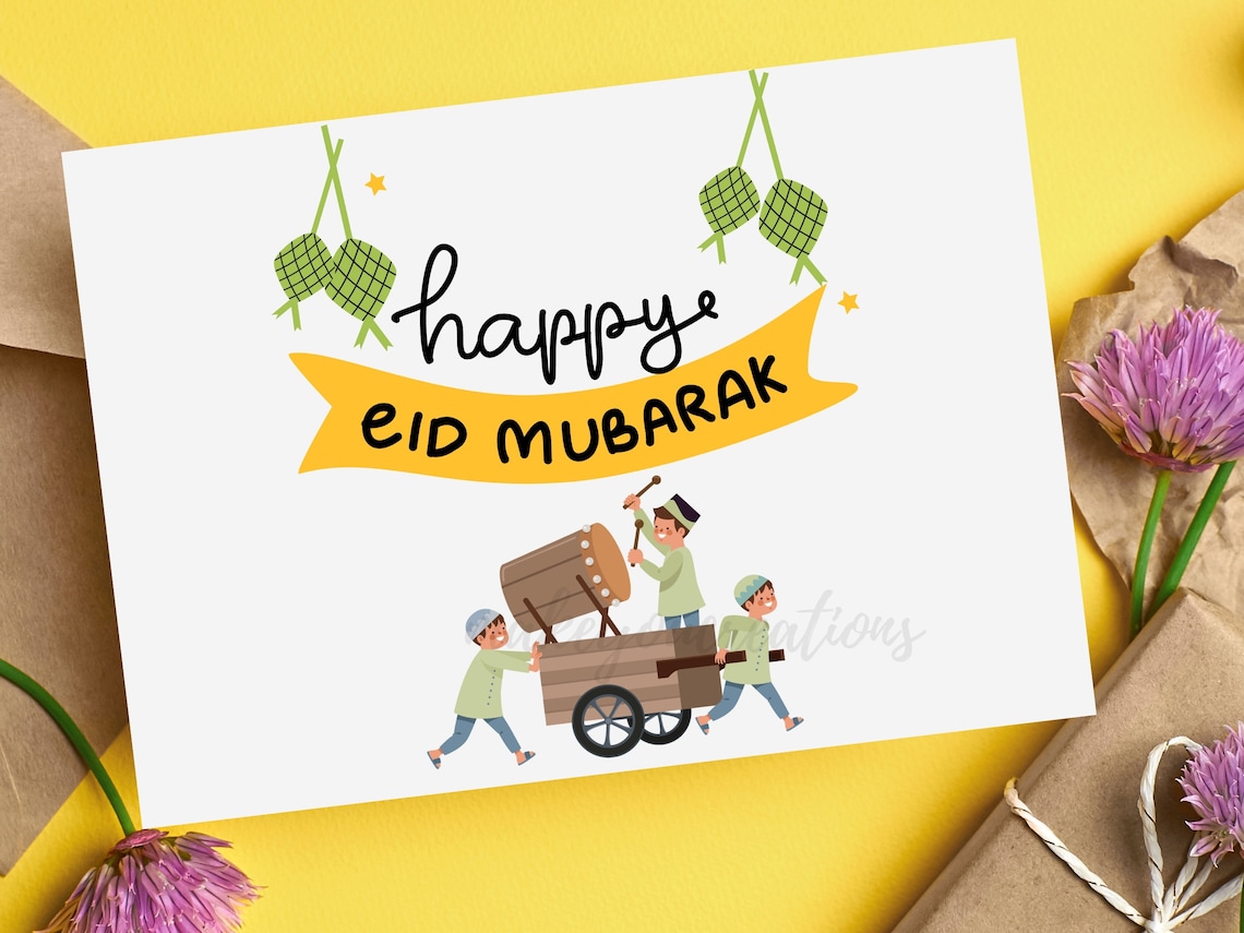 Eid Card Kids Printable Eid Mubarak Card Kids Minimalist Eid - Etsy UK