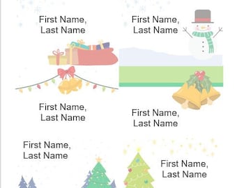 Editable Christmas Name Tag Labels, Name Tags, Holiday Name Tag Labels ...