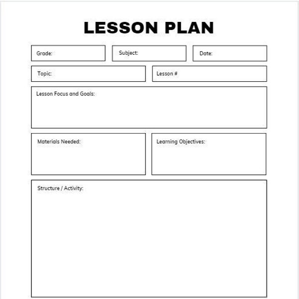 Lesson Plan Template for Teachers Editable / INSTANT Digital Download ...