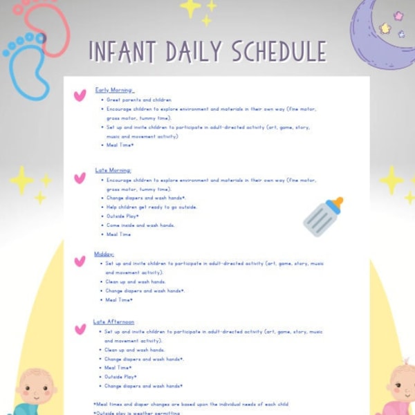 Infant Daily Schedule - Etsy