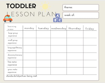 Infant Weekly Lesson Plan- Color Style - Etsy