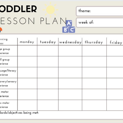 Toddler/ones Weekly Lesson Plan Color Style - Etsy