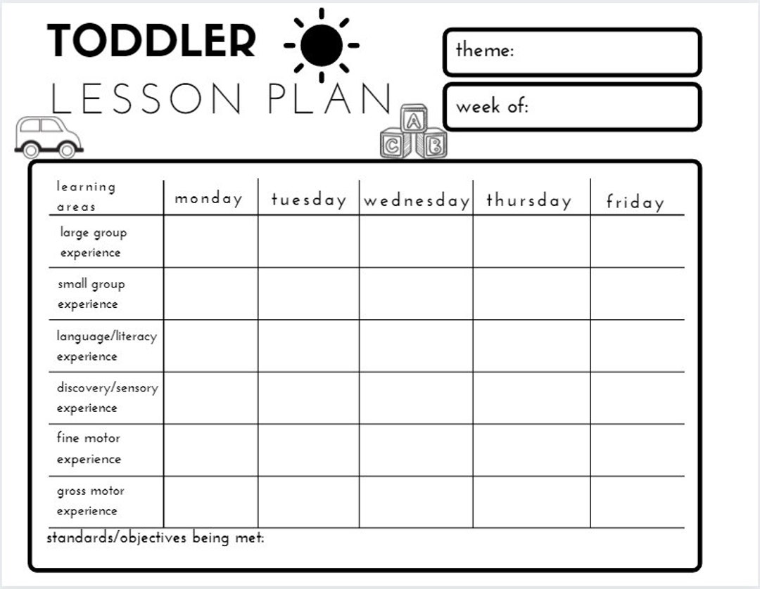 Toddler/ones Weekly Lesson Plan-black & White Style - Etsy