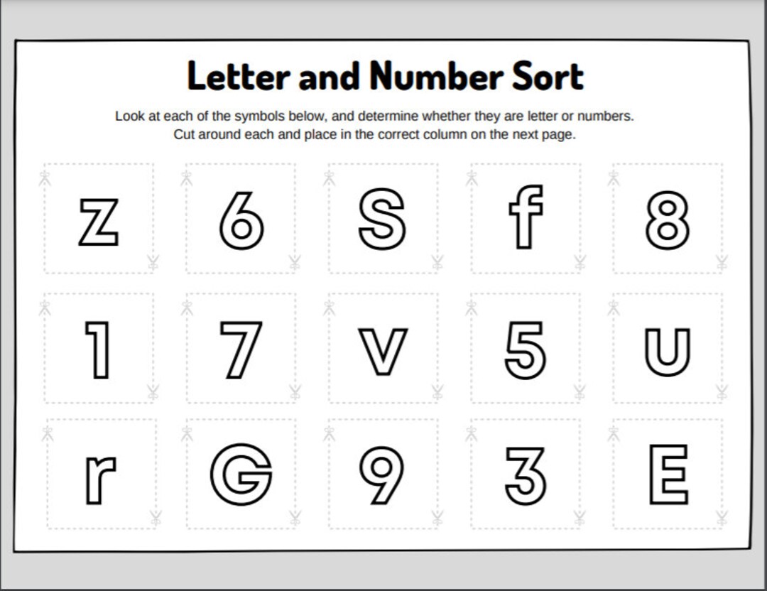Pre-k to K Letters and Numbers Sorting Activity - Etsy