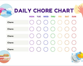 Editable Chore Chart for Kids Digital Planner Daily - Etsy