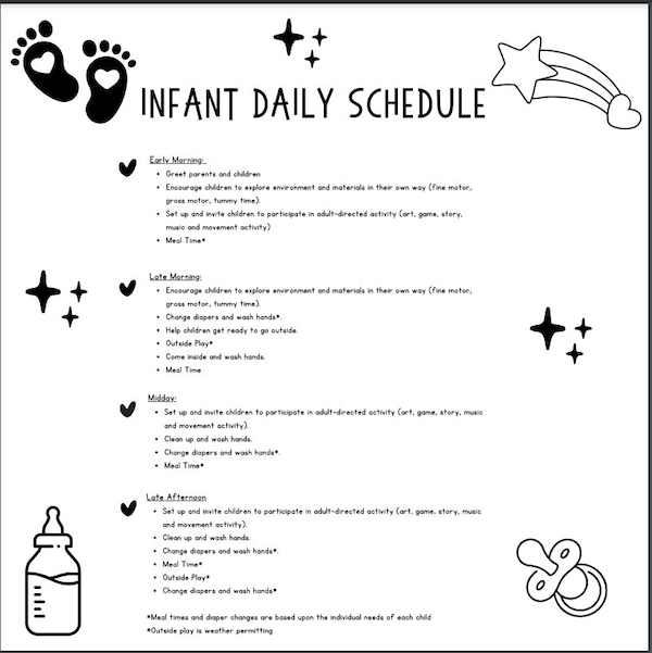 DAYCARE DAILY Schedules/childcare Center Printable Forms/infant ...