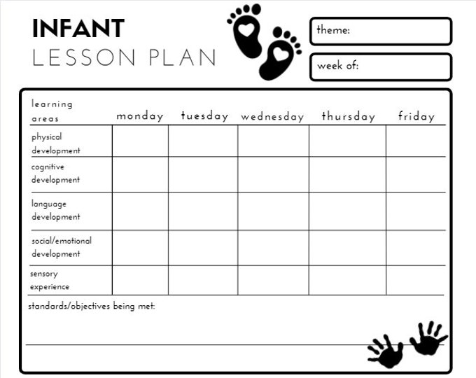 Infant Weekly Lesson Plan-black & White - Etsy