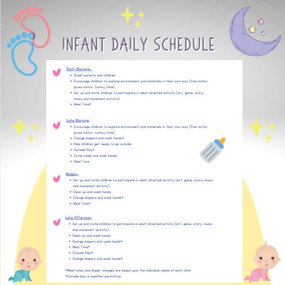 Infant Daily Schedule-color Style - Etsy