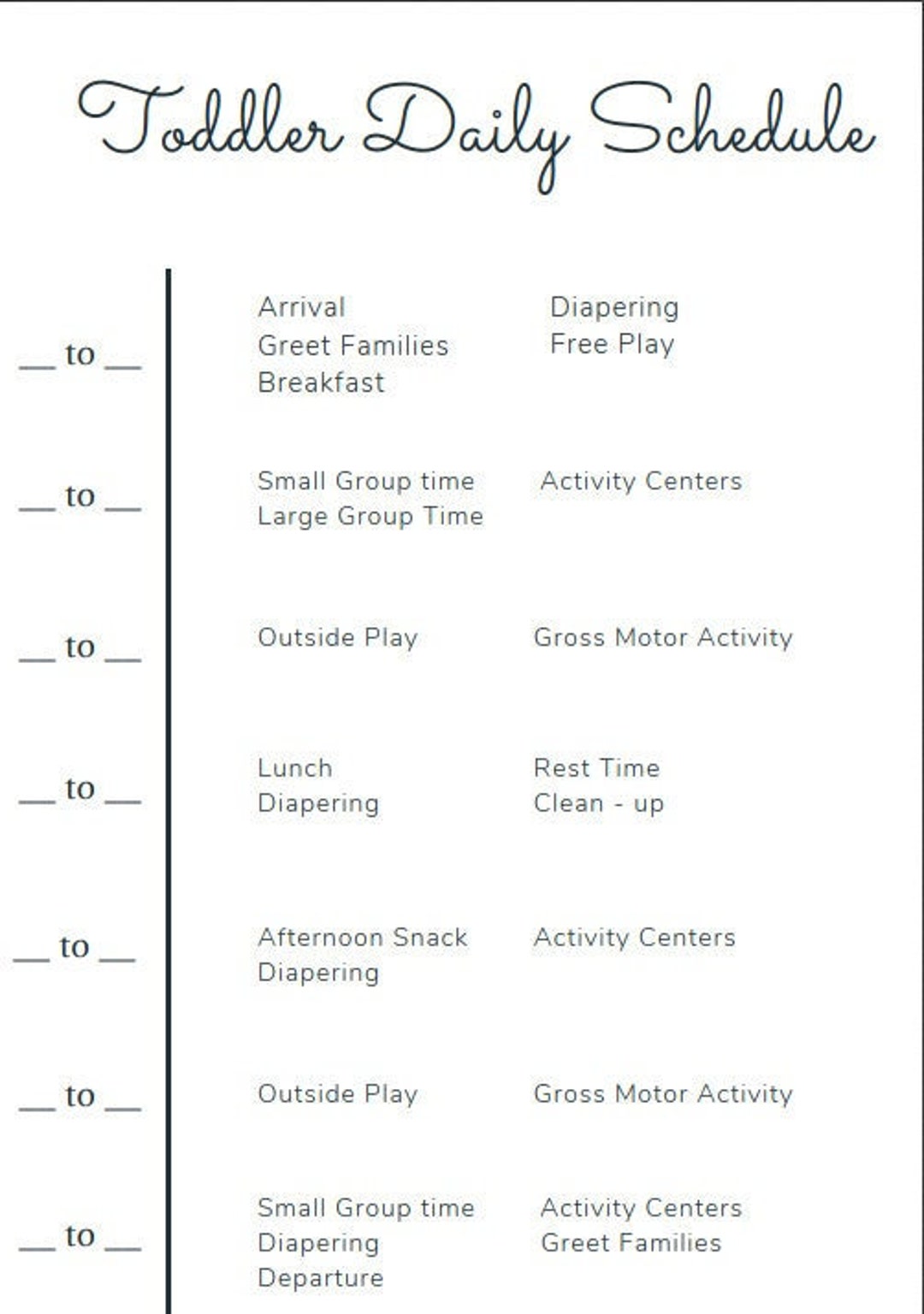 Toddler Daily Schedule-black & White Style - Etsy
