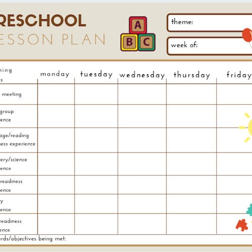 Toddler/ones Weekly Lesson Plan-black & White Style | Etsy