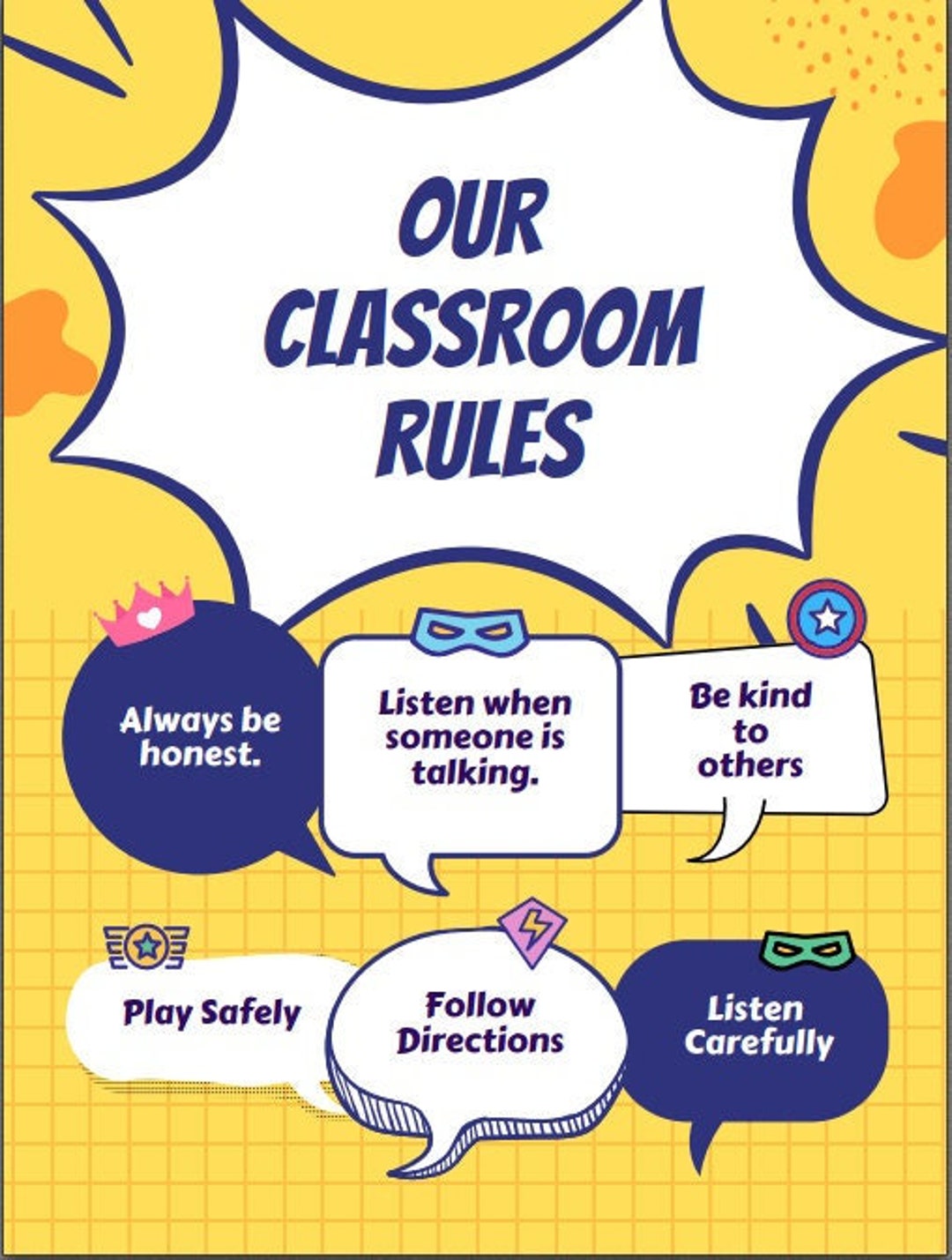 Our Classroom Rules- POW! Style - Etsy