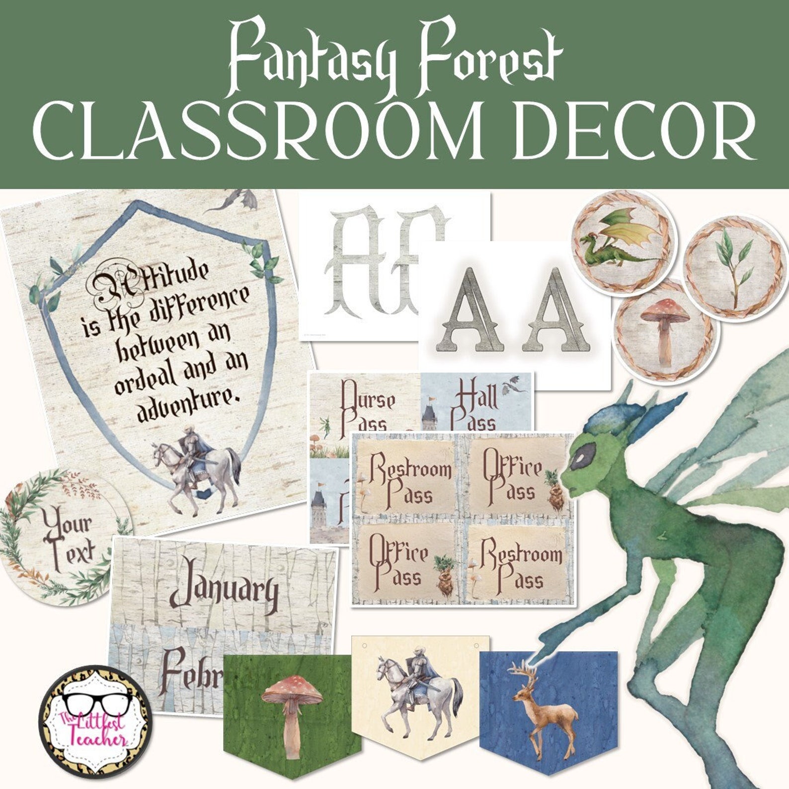 Fantasy Enchanted Forest Classroom Theme Decor Bundle for Middle or ...