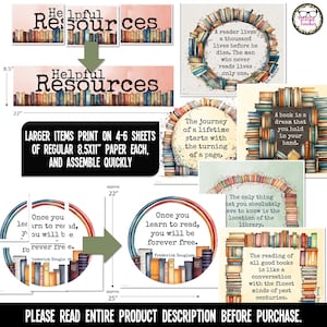 Middle or High School Books Reading Literary Theme Printable Editable ...