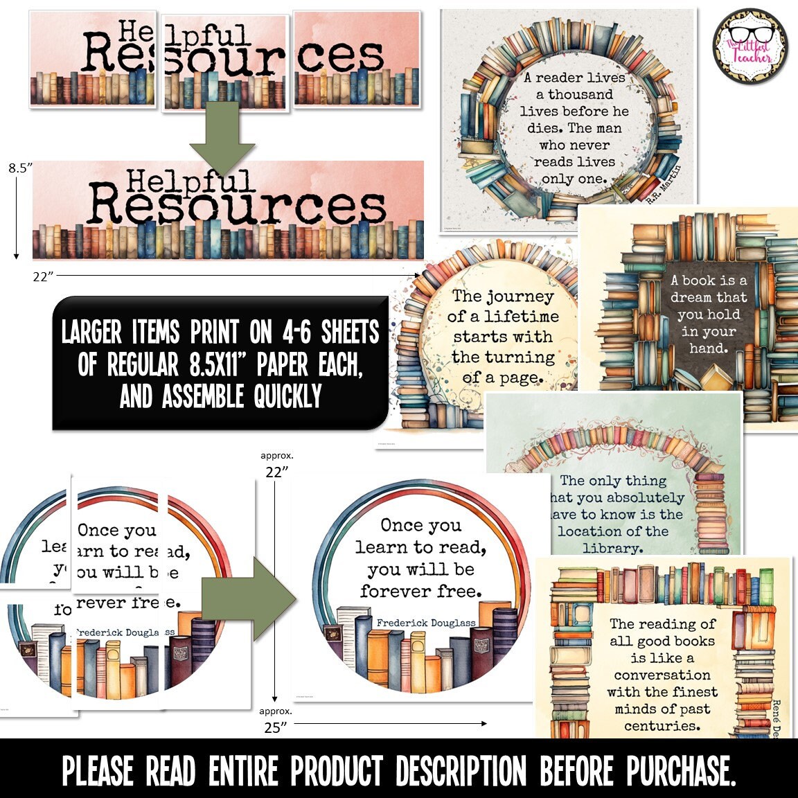 Middle or High School Books Reading Literary Theme Printable Editable ...