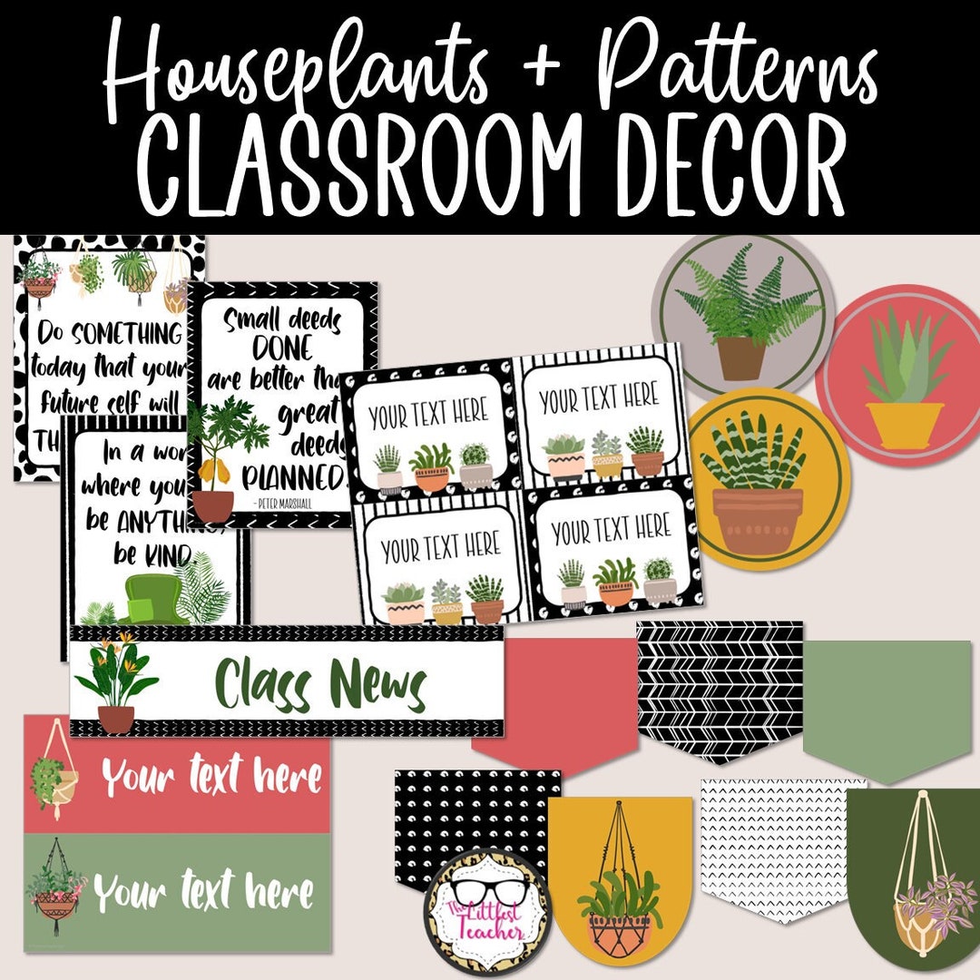 Middle or High School Classroom Decor - Houseplants + Black and White ...