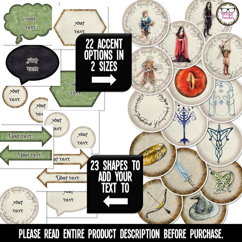 Lord of the Rings Middle Earth Tolkien Theme Printable Classroom Decor ...