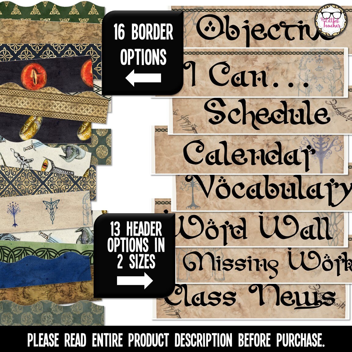 Lord of the Rings Middle Earth Tolkien Theme Printable Classroom Decor ...