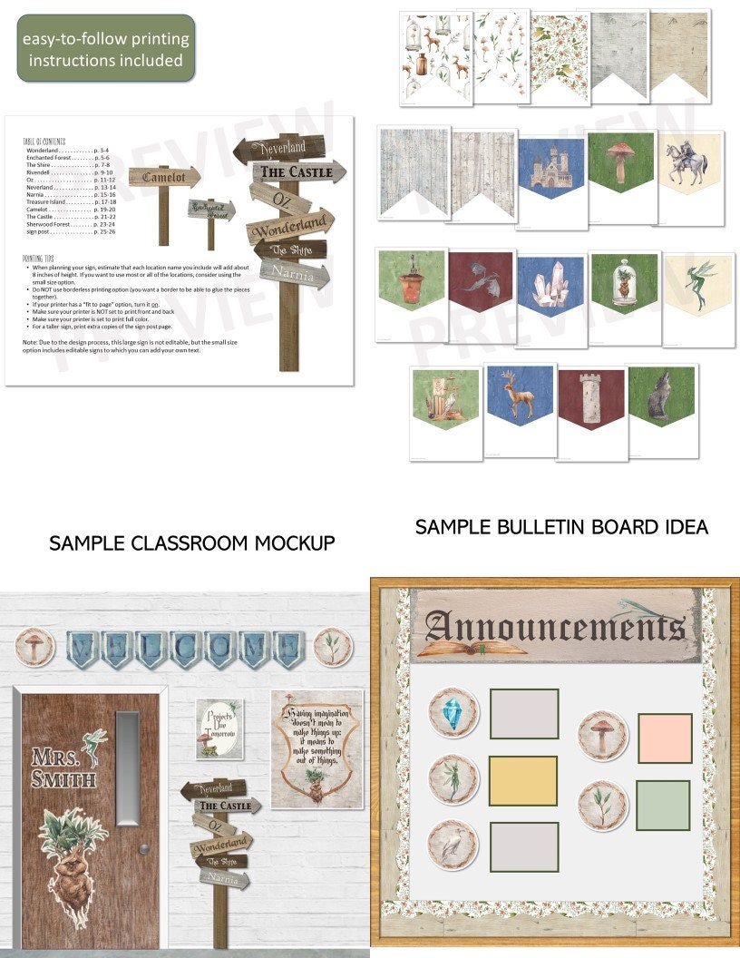Fantasy Enchanted Forest Classroom Theme Decor Bundle for Middle or ...
