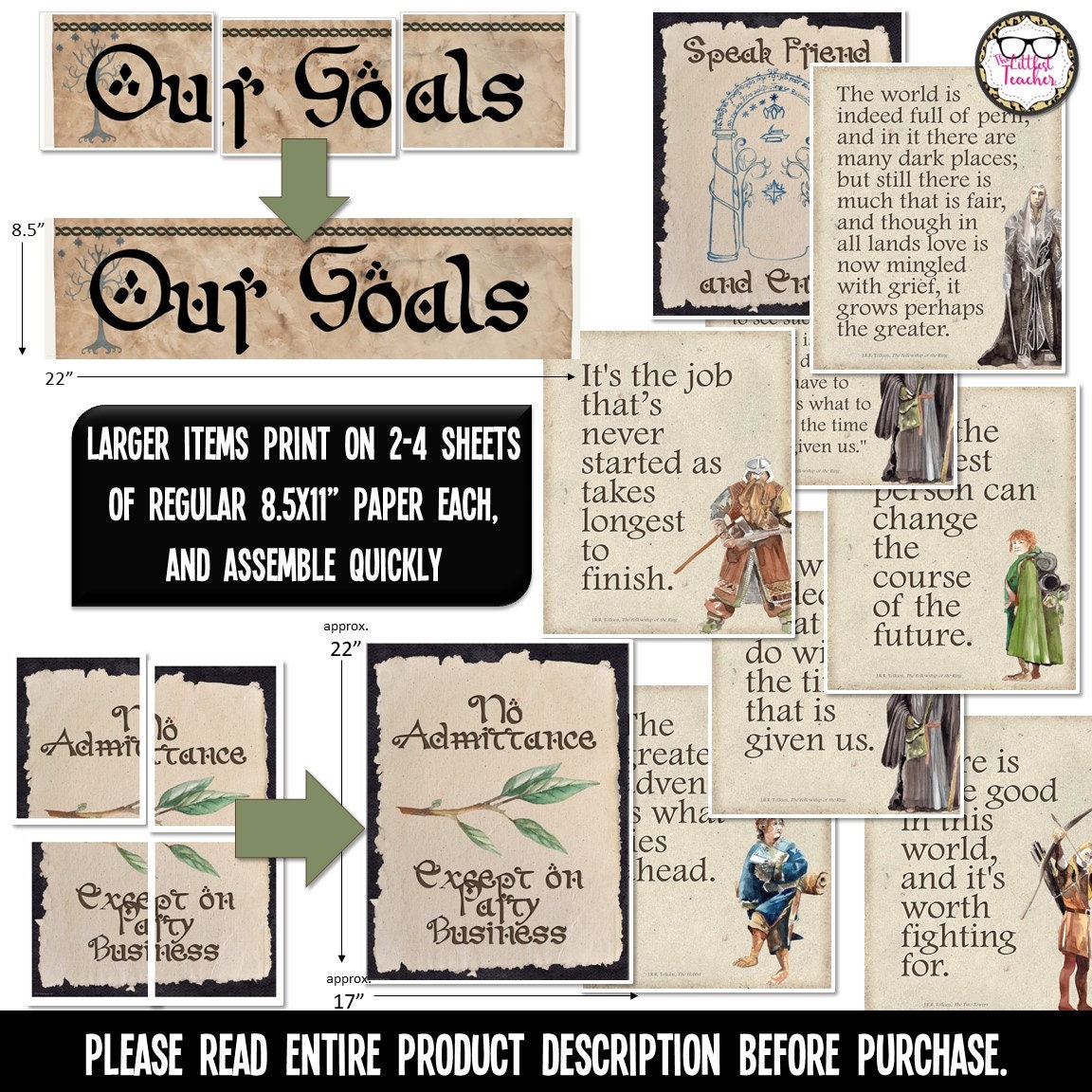 Lord of the Rings Middle Earth Tolkien Theme Printable Classroom Decor ...