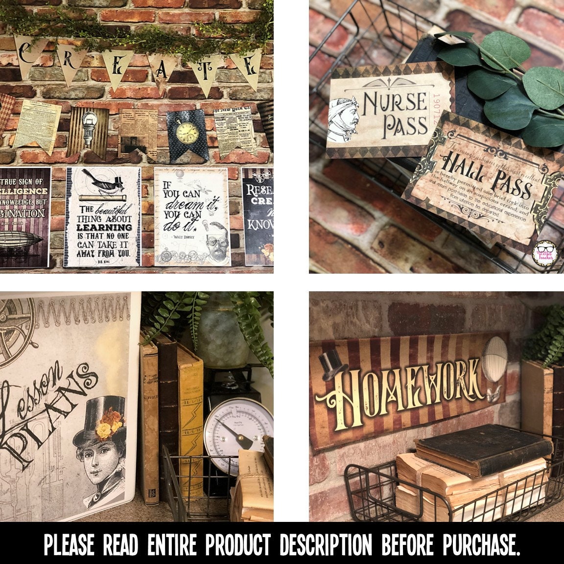 Middle or High School Steampunk Theme Printable Editable Classroom ...