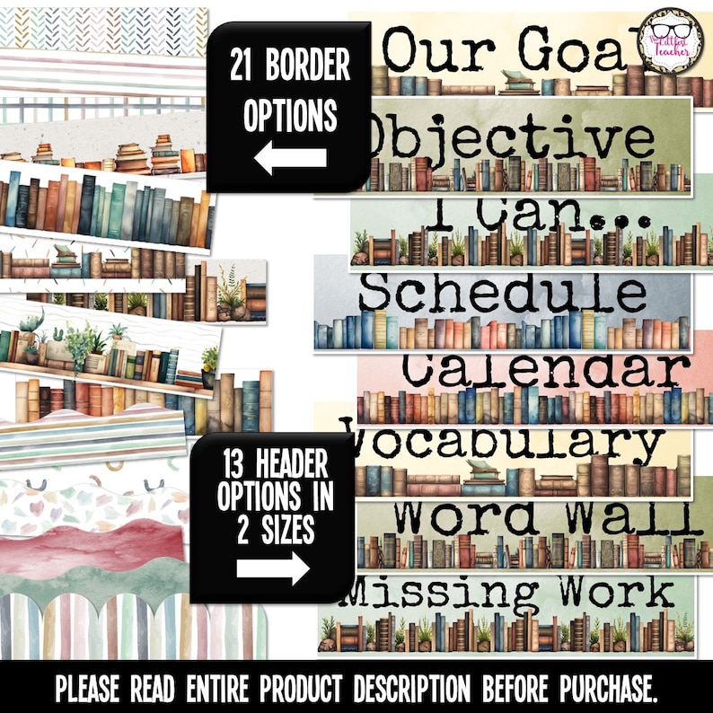 Middle or High School Books Reading Literary Theme Printable Editable ...