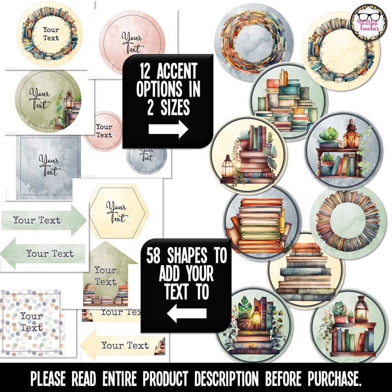 Middle or High School Books Reading Literary Theme Printable Editable ...