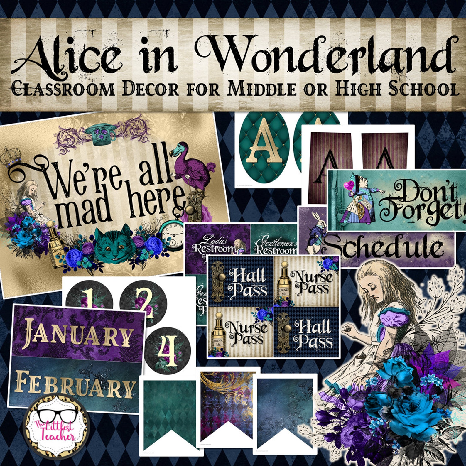 Middle or High School Classroom Decor - Alice in Wonderland Theme - Etsy