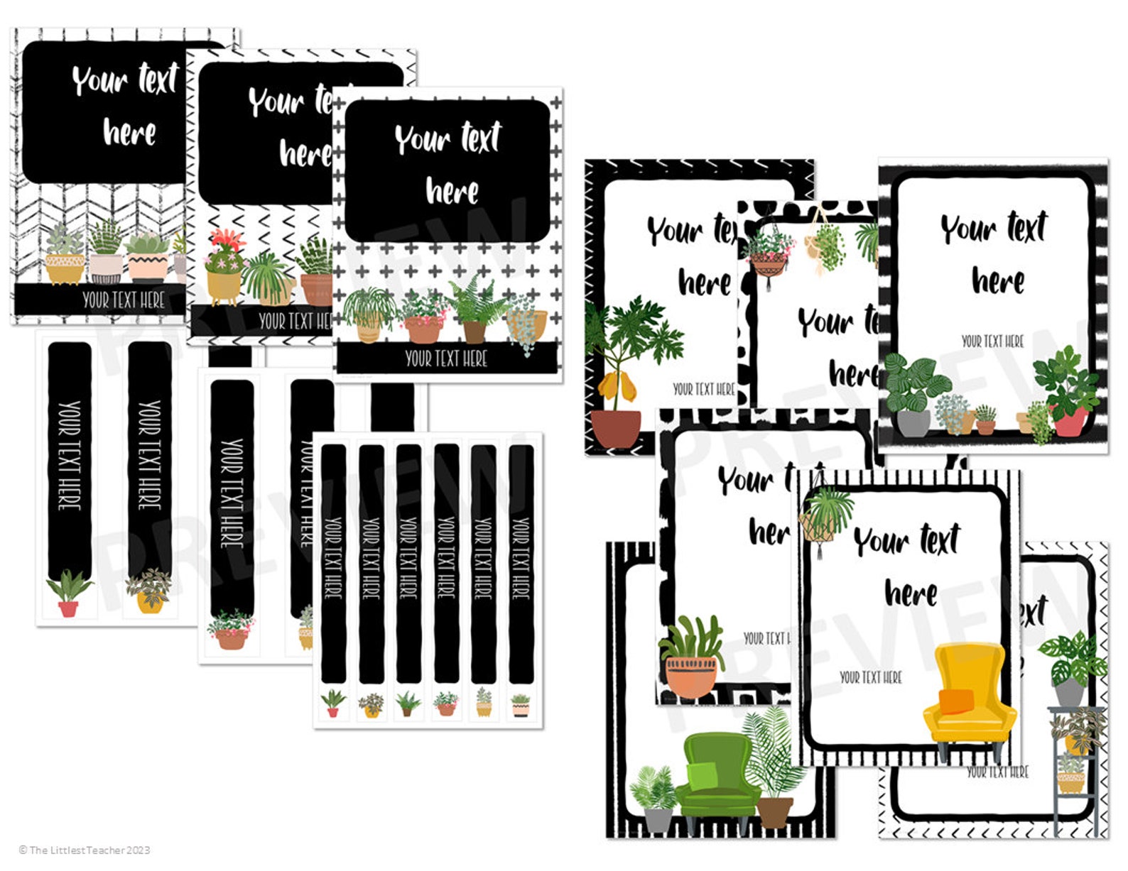 Middle or High School Classroom Decor - Houseplants + Black and White ...