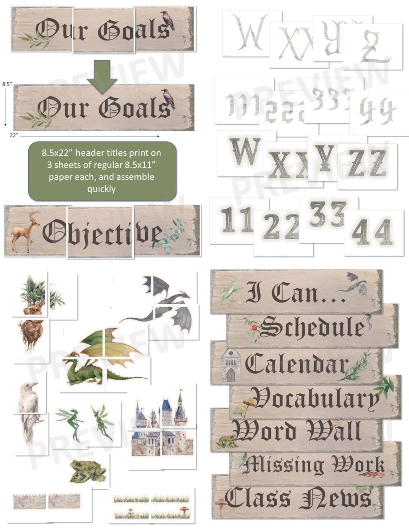 Fantasy Enchanted Forest Classroom Theme Decor Bundle for Middle or ...