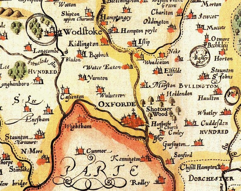 Old Map of Oxfordshire Historic Map by John Speed. Premium Quality ...