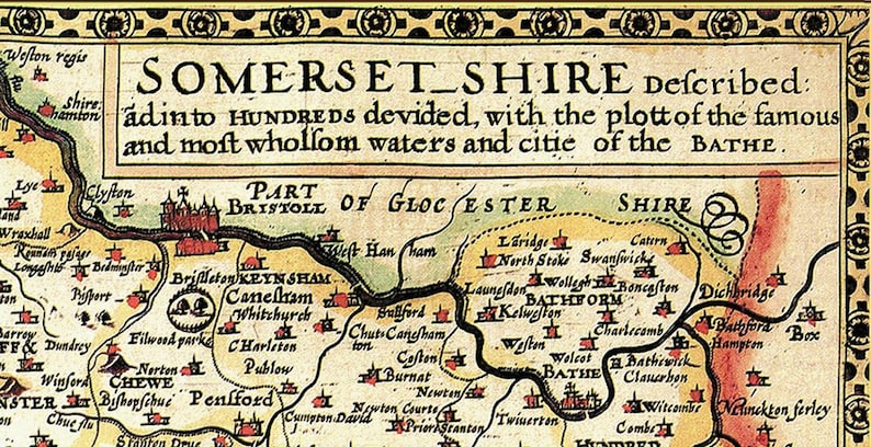 Old Map of Somerset - Historic Map by John Speed. Premium Quality ...