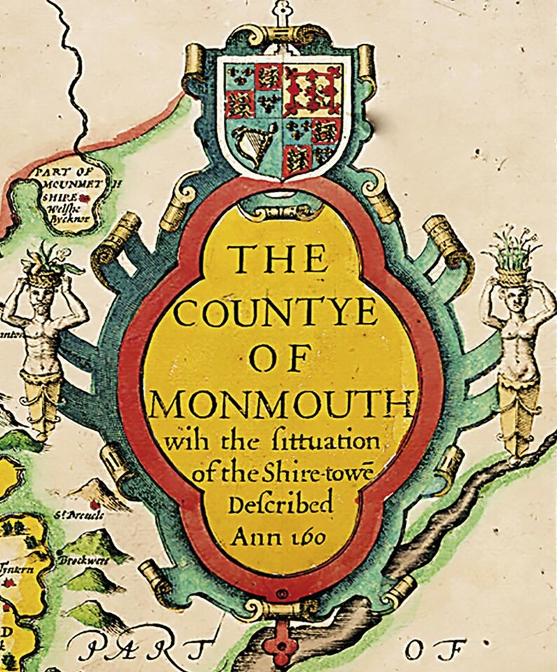 Monmouthshire Map Print | John Speed 1610 | Vintage County Map ...