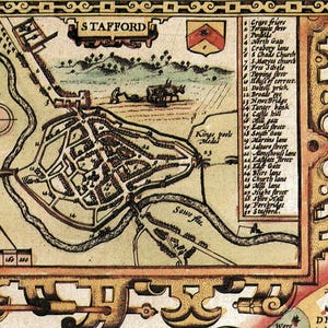 Old Map of Staffordshire - Historic Map by John Speed. Premium Quality ...