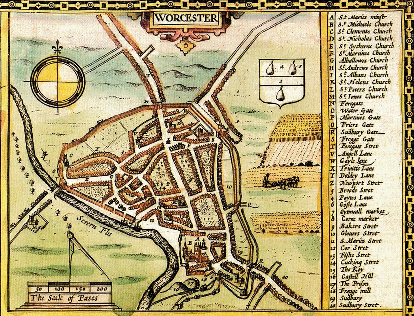 Old Map of Worcestershire - Historic Map by John Speed. Premium Quality ...