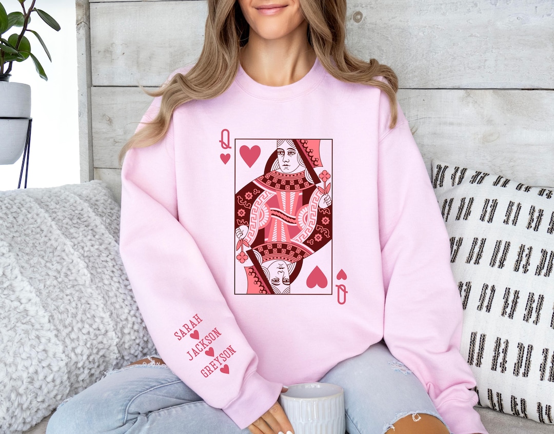 Custom Queen of Hearts Poker Card Sweatshirt, Personalized Poker Mama ...