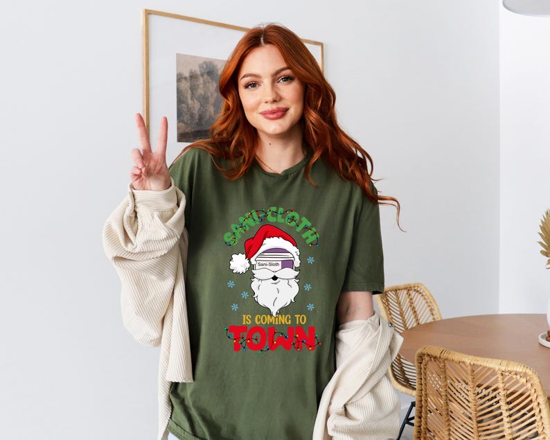 Sani-cloth is Coming to Town Shirt, Nurse Christmas Tee, Santa Claus ...