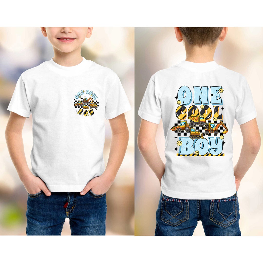 Retro One Cool Boy Shirt, Boy Kid Toddler Shirt, Truck Construction ...