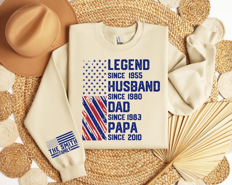 Personalized Husband Dad Papa Sweatshirt, Custom Legend Since Year ...