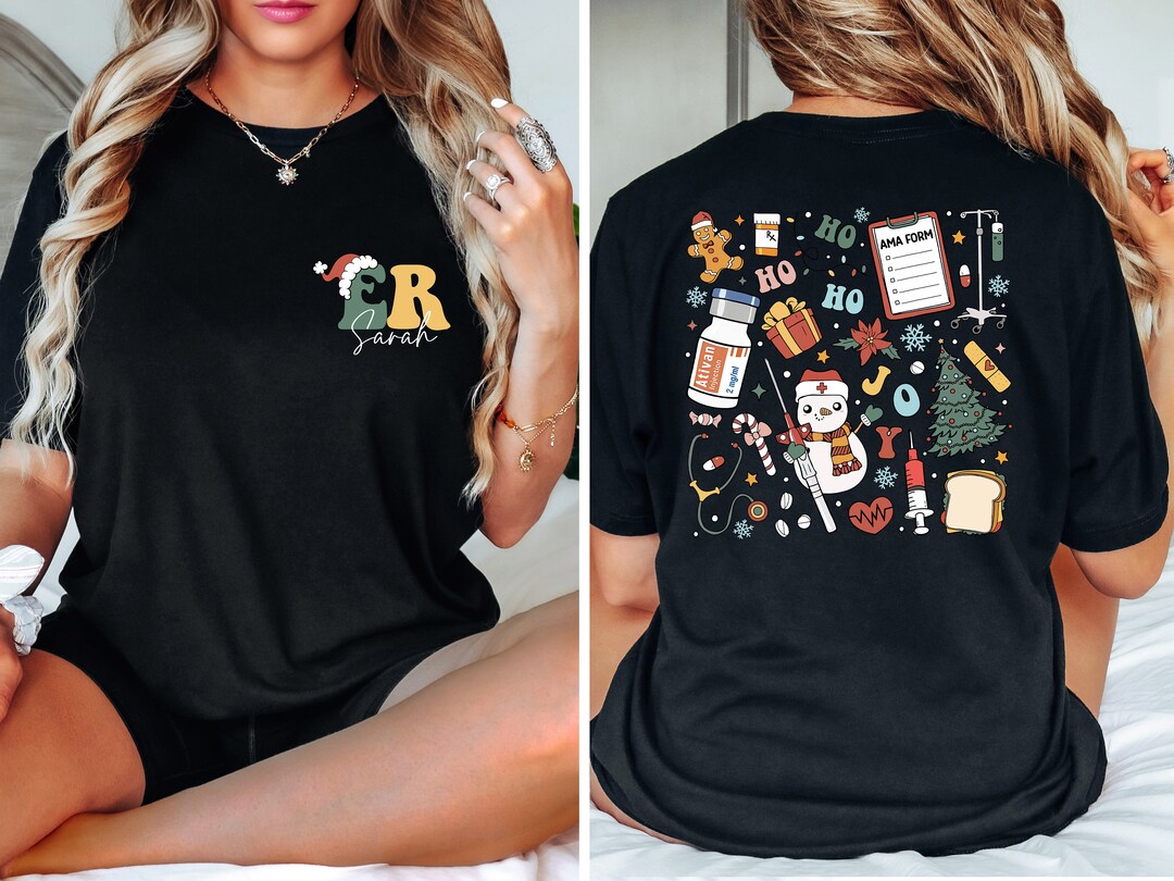 Custom ER Nurse Shirt, Christmas ER Crew Sweatshirt, ER Christmas Shirt ...