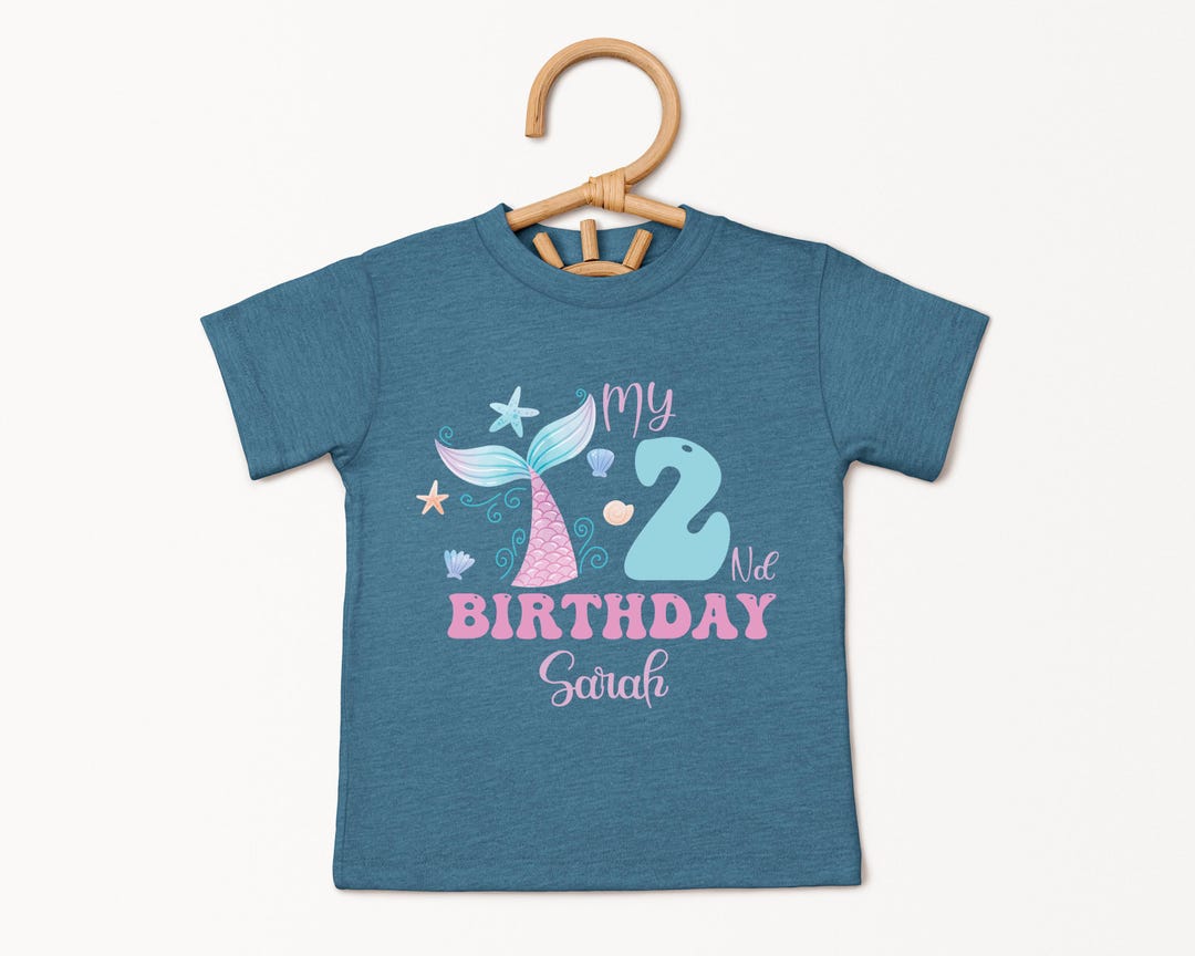 Personalized Mermaid Birthday Girl Shirt, Girls Mermaid Shirt, Mermaid ...