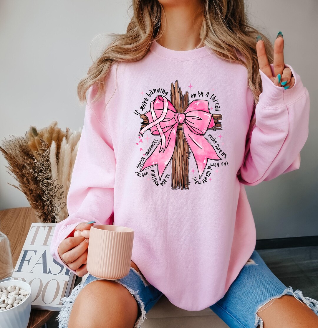 Jesus Pink Bow Cross Breast Cancer Shirt, Breast Cancer Awareness ...