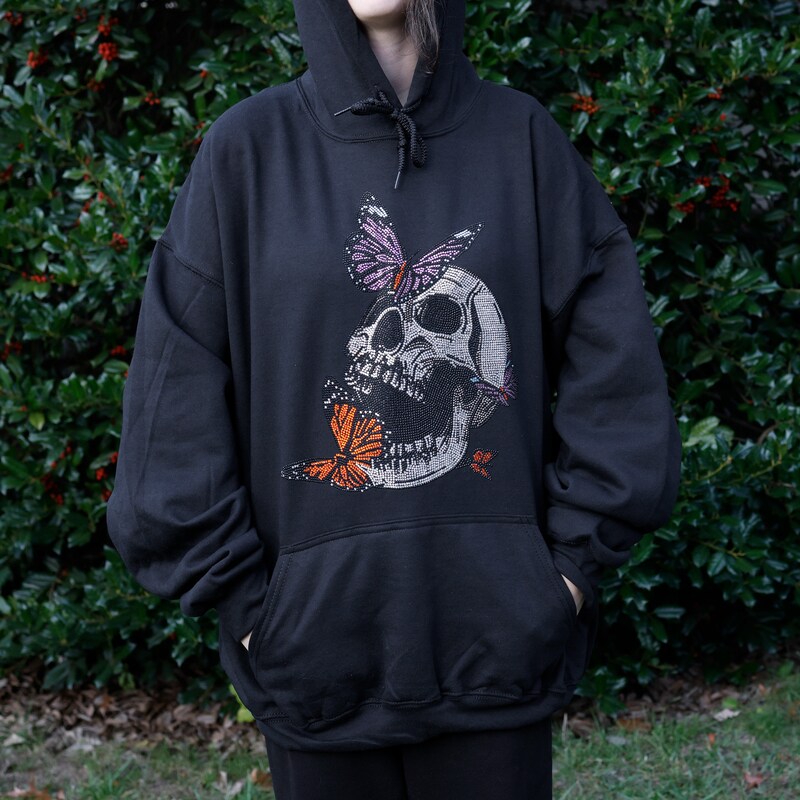 Skeleton Hoodie With Rhinestone - Etsy