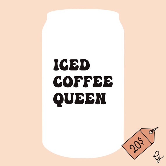 Glass BeerCan iced coffee queen Home & Living Drink & Barware etna.com.pe