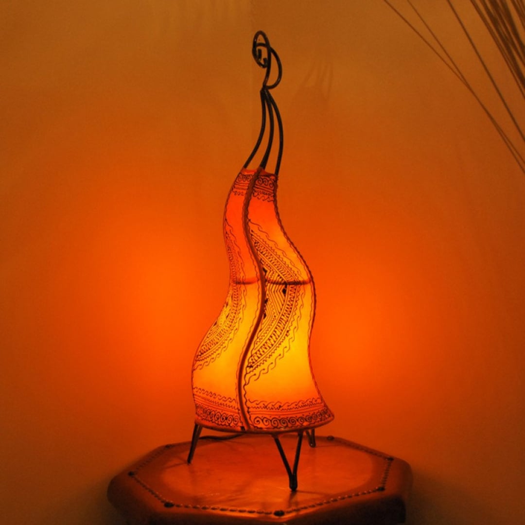 Oriental Floor Lamp Made of Leather, Floor Lamp Henna Lamp CHEVAL ...