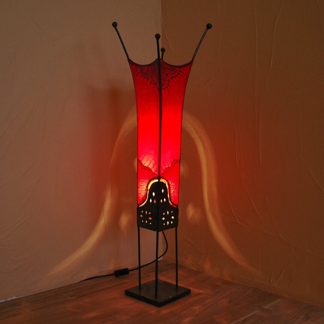 Moroccan HENNA Floor Lamp GENUINE LEATHER Floor Lamp Oriental Hand ...